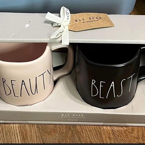 Rae Dunn | Dining | Rae Dunn Beauty And Beast Pink And Black Mug Set ...